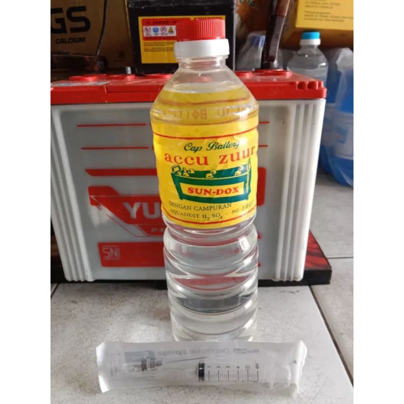 Jual Accu zuur 1liter dan suntikan jarum | Shopee Indonesia