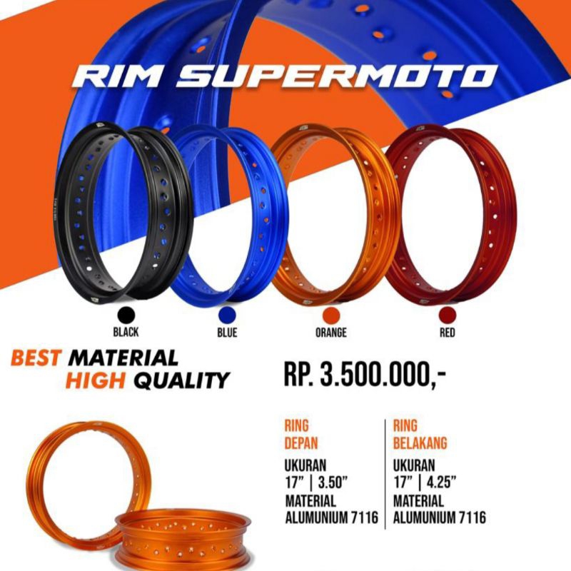 Jual Velg Supermoto SGM Racing Aluminium 17 350 425 - KTM HUSQVARNA ...