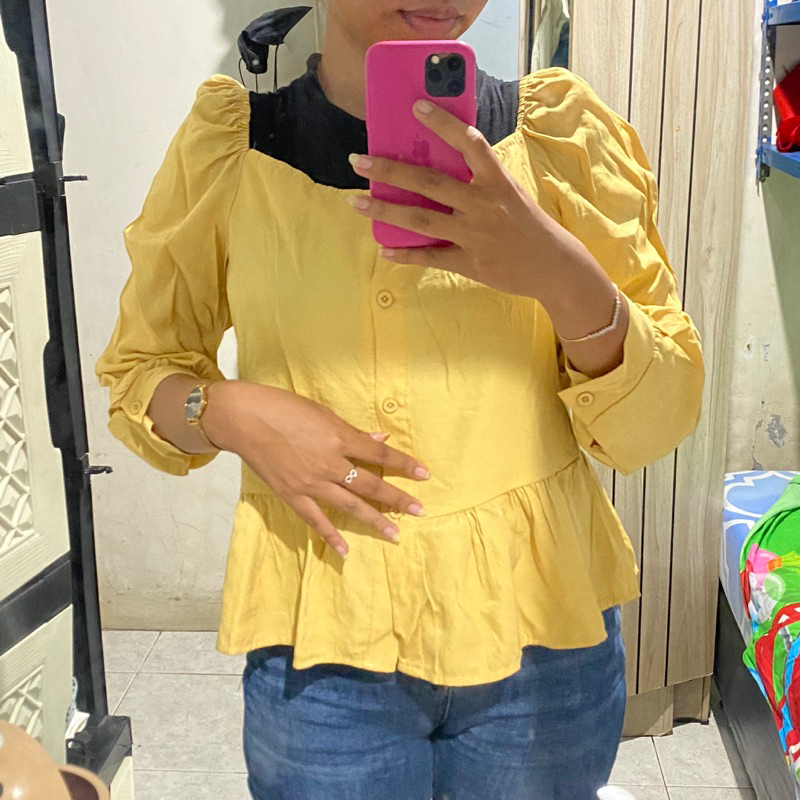 Jual sabrina top yellow | Shopee Indonesia