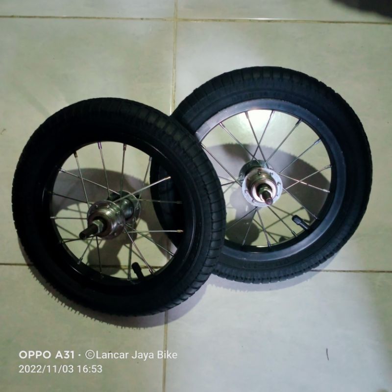 Jual Wheelset / fullset roda sepeda hub BEARING lengkap ukuran 12 inch ...