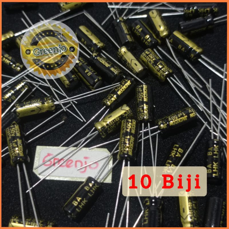 Jual x10 Elco 1uf 50v Jackcon Taiwan / Capacitor Elko 1uf 50 Volt ...