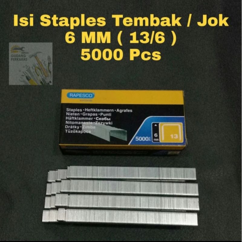 Jual Isi Staples Jok 6 MM Isi 5000 pcs - Refiil Paku Tembak Jok 13/6 ...
