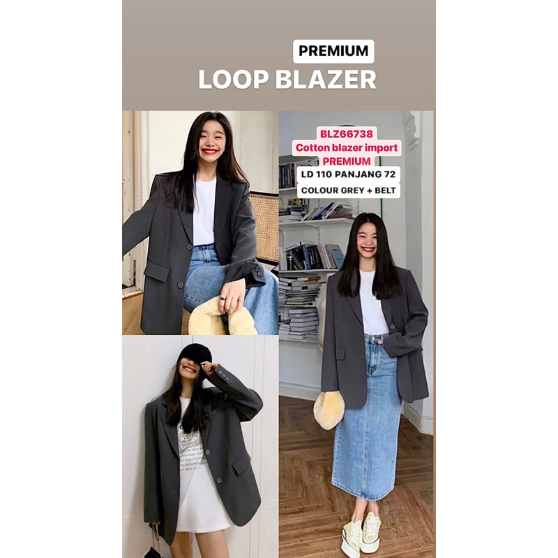 Jual PREMIUM LOOP BLAZER / GREY / SALE 219K | Shopee Indonesia