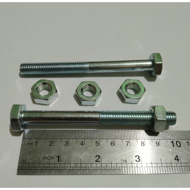 Jual BAUT MUR PUTIH BMP M10 X 100 MM PANJANG 10 CM GALVANIS ( KUNCI 17 ) | Shopee Indonesia
