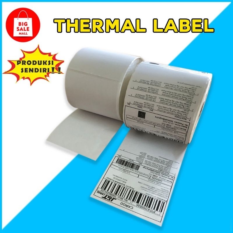 Jual KERTAS LABEL THERMAL 100x150 ISI 500 STICKER BARCODE STIKER 10x15 cm Thermal roll 100 x 150 ...
