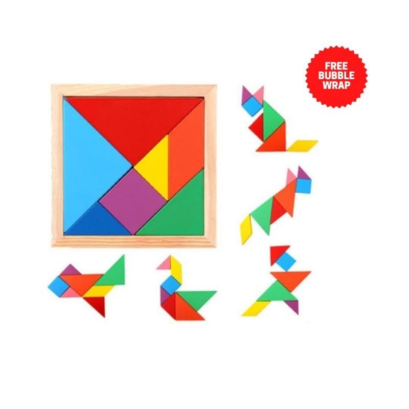 Jual Puzzle Tangram Mini | Tetris Square | Mainan Montessori Kayu ...