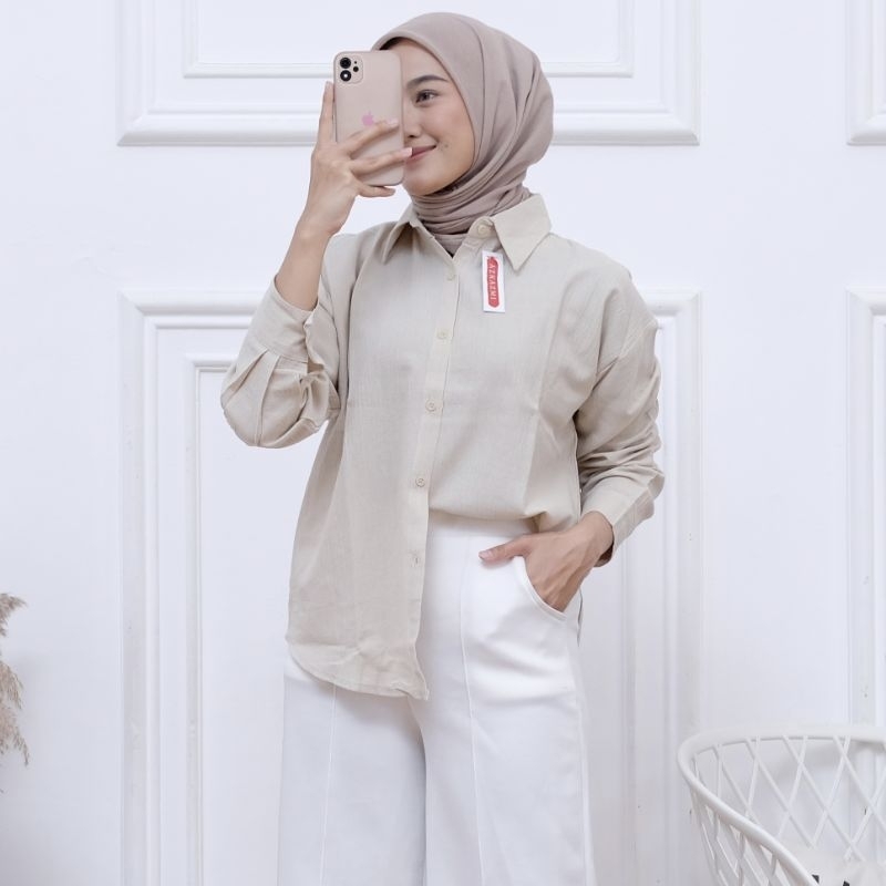 Jual Suki Shirt Kemeja Wanita Linen Crinkle Premium / Basic Oversize ...