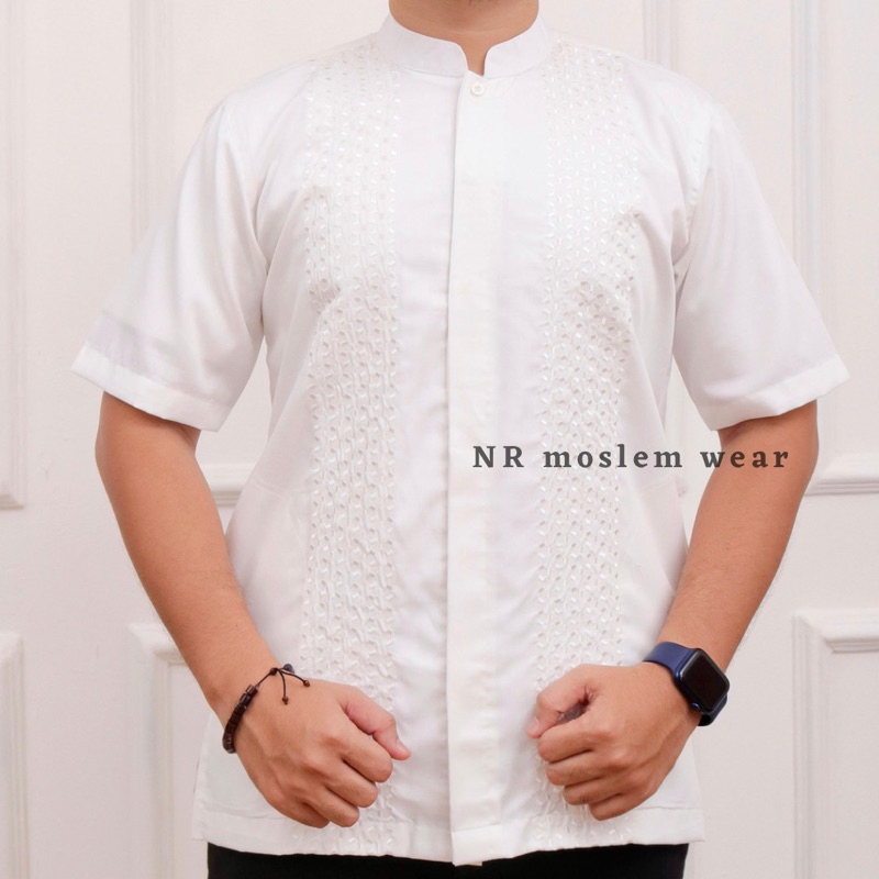 Jual BAJU KOKO PUTIH WARNA LENGAN PENDEK , KOKO BORDER , BAJU KOKO PRIA ...