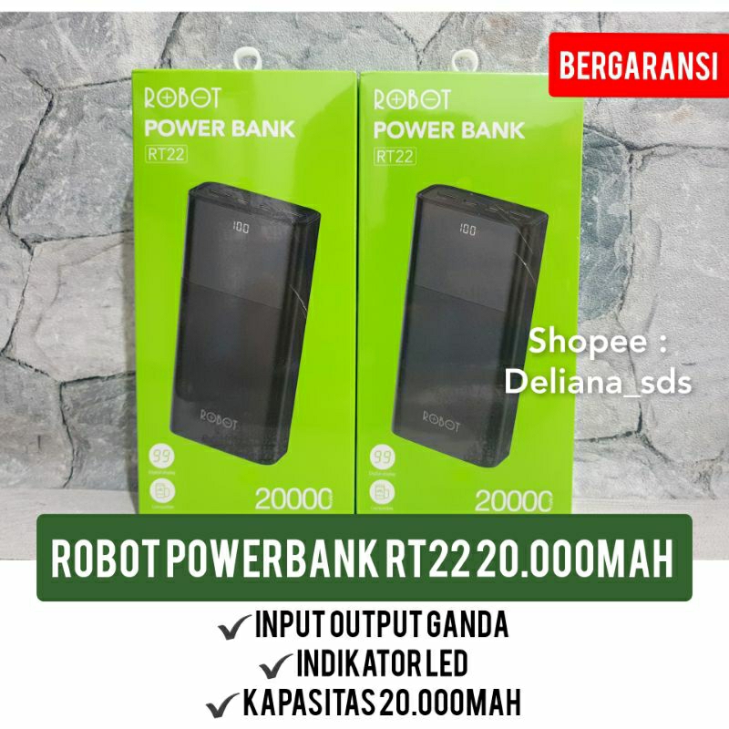 Jual Robot Powerbank RT22 20.000mAh Garansi Resmi 1 Tahun Powerbank ...
