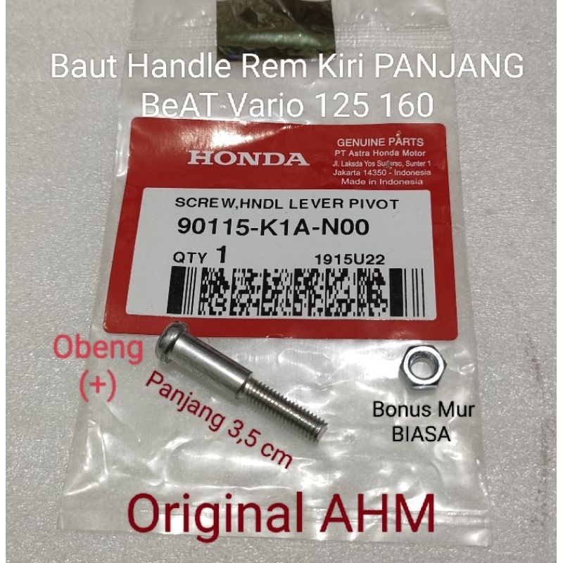 Jual Baut Handle Rem KIRI PANJANG BeAT Vario Ori AHM 90115 K1A N00 ...