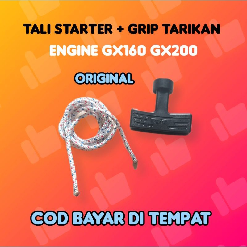 Jual tali tarikan starter + grip (pegangan) stater engine GX160 GX200 original - sparepart mesin ...