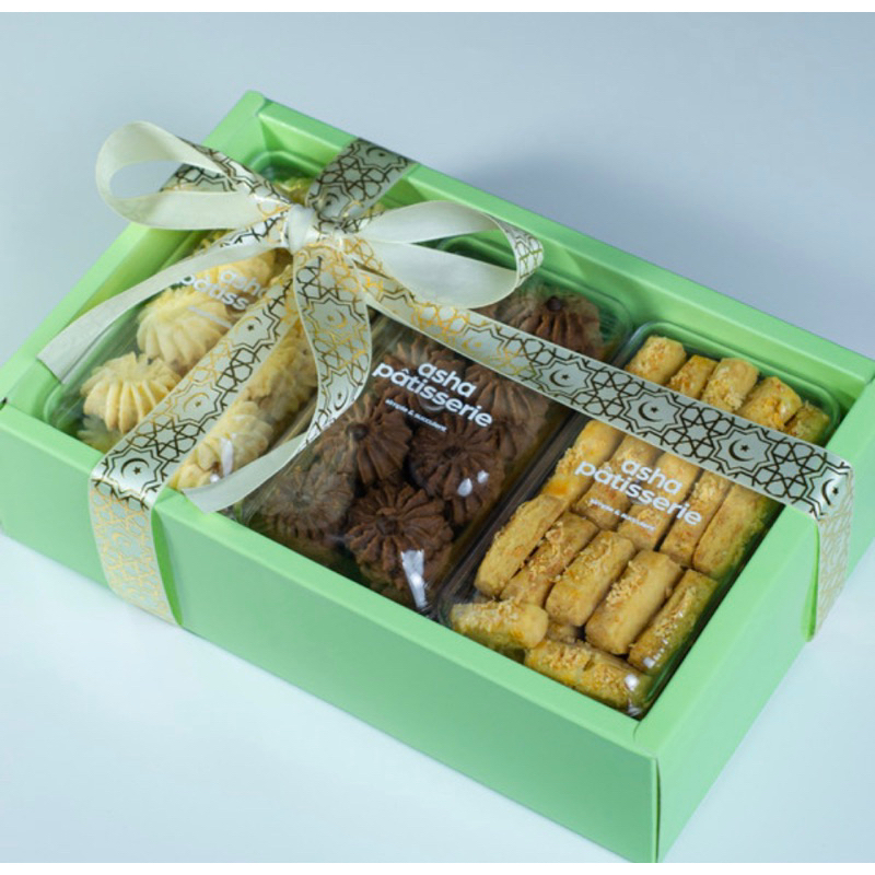 Jual Kotak Hampers Tutup Full Mika muat 3 Toples Persegi Panjang 350 gr ...