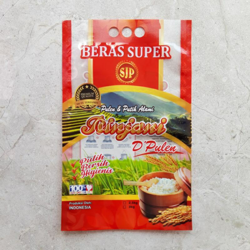 Jual 100lembar kemasan plastik beras laminasi 2,5 / 3kg merek rinjani | Shopee Indonesia