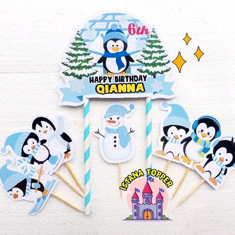 Jual Topper Cake CUSTOM Tema Pinguin / Topper Cake / Topper Ultah ...