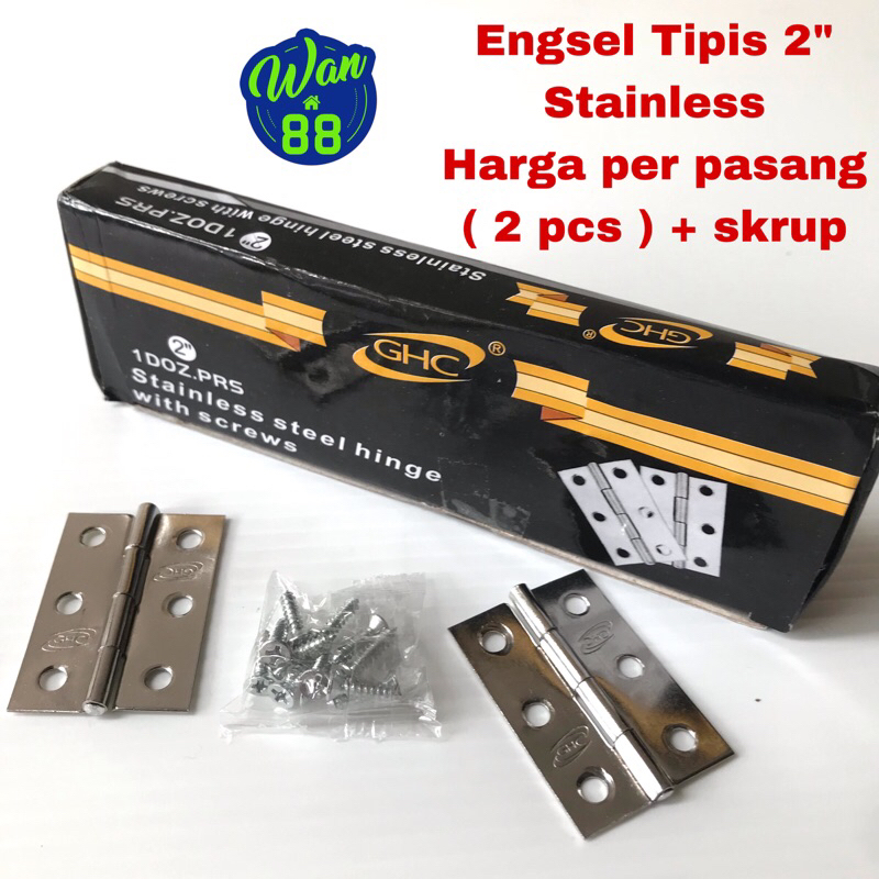 Jual Engsel Tipis 2” Stainless GHC dengan skrup | Shopee Indonesia