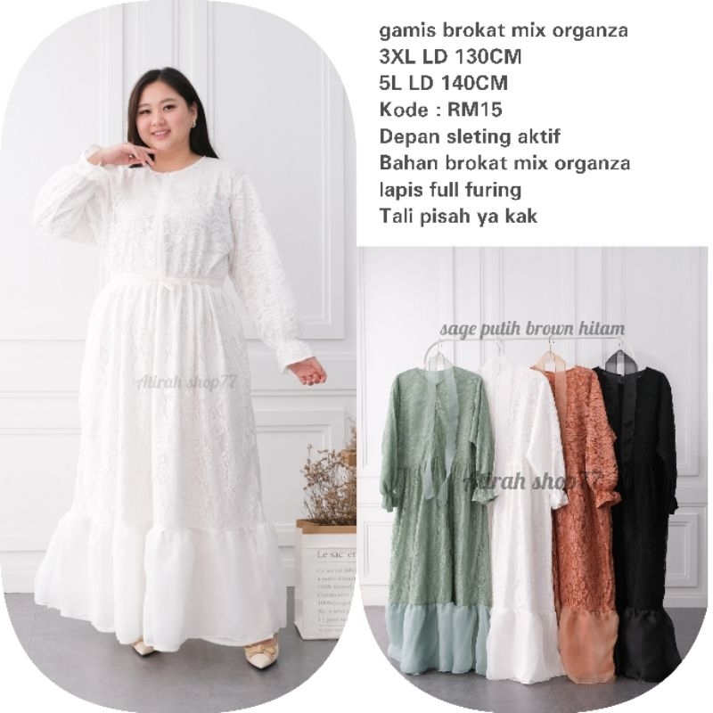 Jual gamis brokat mix organza jumbo Ld130cm Ld140cm | Shopee Indonesia
