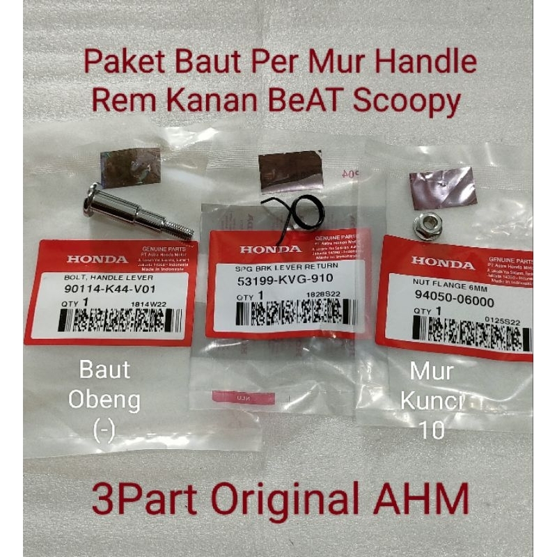 Jual Paket Baut Per Mur Handle Rem Kanan BeAT Scoopy Ori AHM 90114 K44 ...