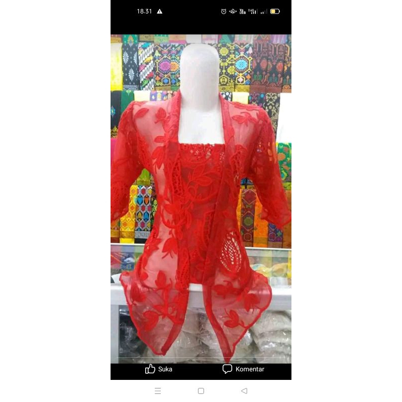 Jual kebaya jadi model terbaru..kain tille motif..ready tangan pendek ...