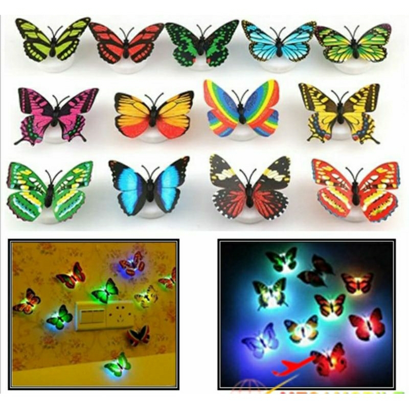 Jual Sticker Lampu LED Kupu Kupu / Dekorasi rumah / LED berubah 7 warna ...