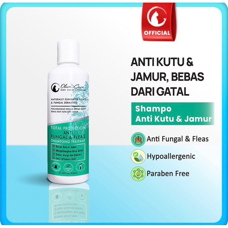 Jual Olive Care Shampo Kucing Total Protection ANTI FUNGAL & FLEAS ...