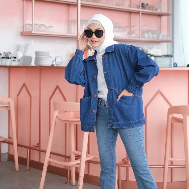 Jual VINTAGE BAGGY JACKET JEANS OVERSIZE WANITA DENIM JAKET CEWEK ...