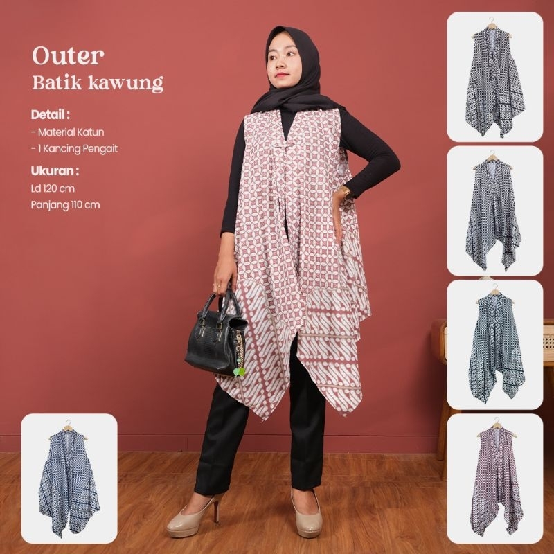 Jual Outer / Vest Batik Soft Tanpa Lengan - Naira Batik | Shopee Indonesia