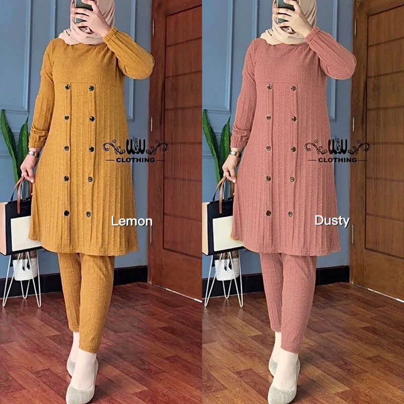 Jual AM - Ona Set Wanita Kaos Knit Rajut Setelan Wanita Knit Rajut / 396-7046 | Shopee Indonesia