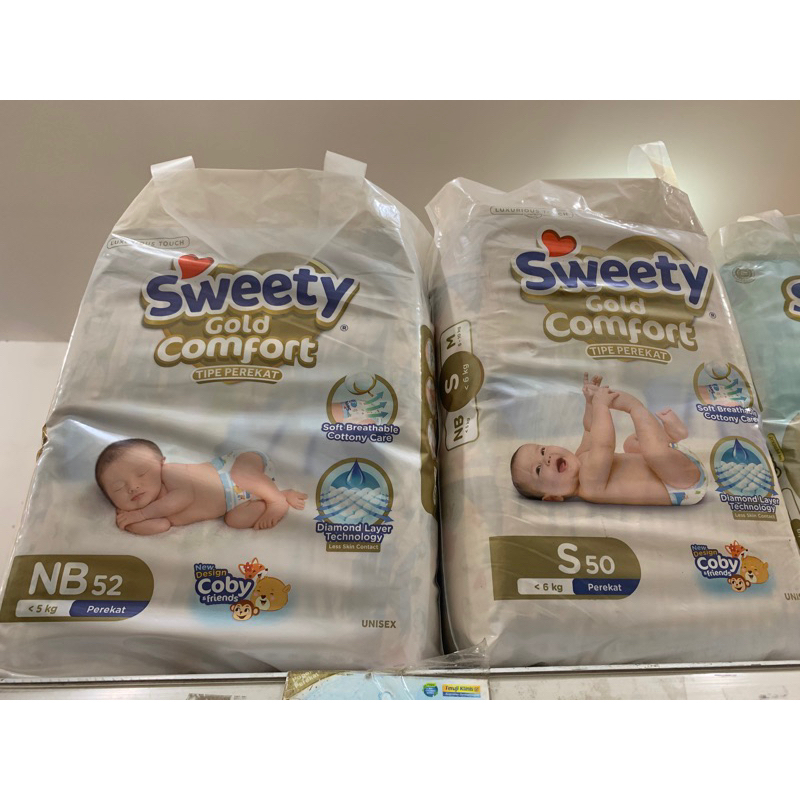 Jual SWEETY GOLD COMFORT DIAPERS NB52 , S50 , M48 (tipe perekat ...