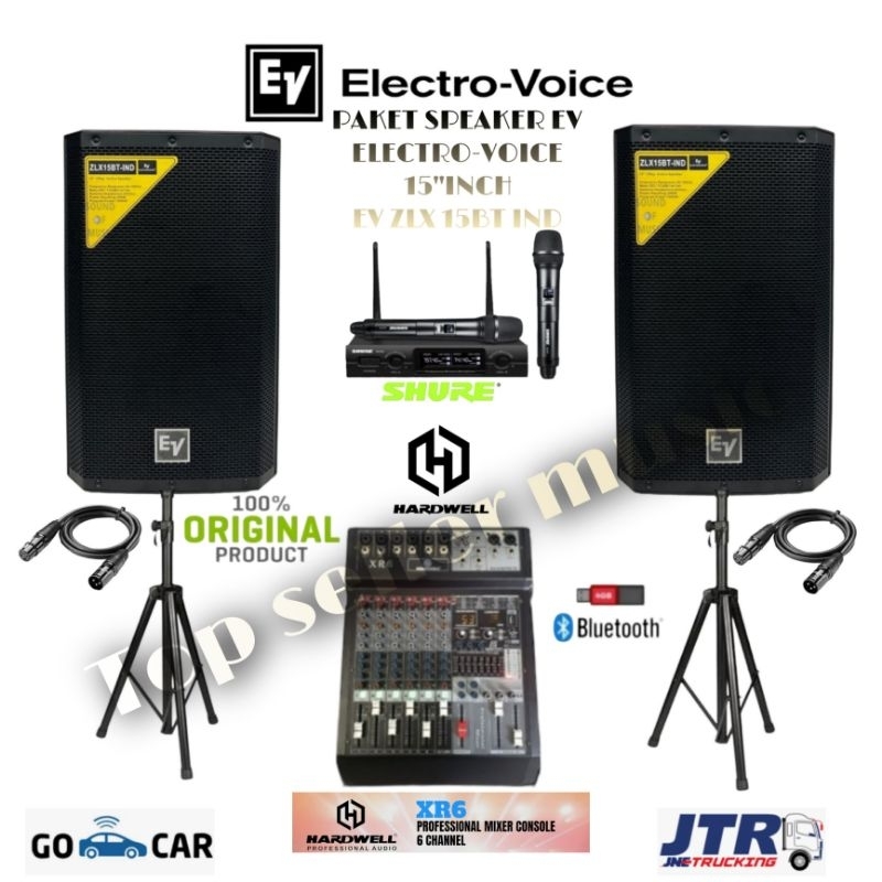 Jual PAKET SOUND SPEAKER EV ELECTROVOICE 15" INCH ZLX 15BT IND + MIXER 6 CH 2MIC WIRELESS ...