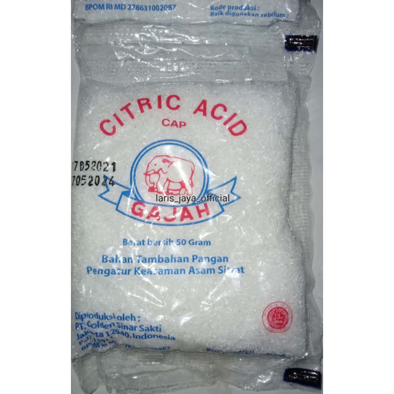 Jual citric acid /citrun cap gajah 50gr | Shopee Indonesia