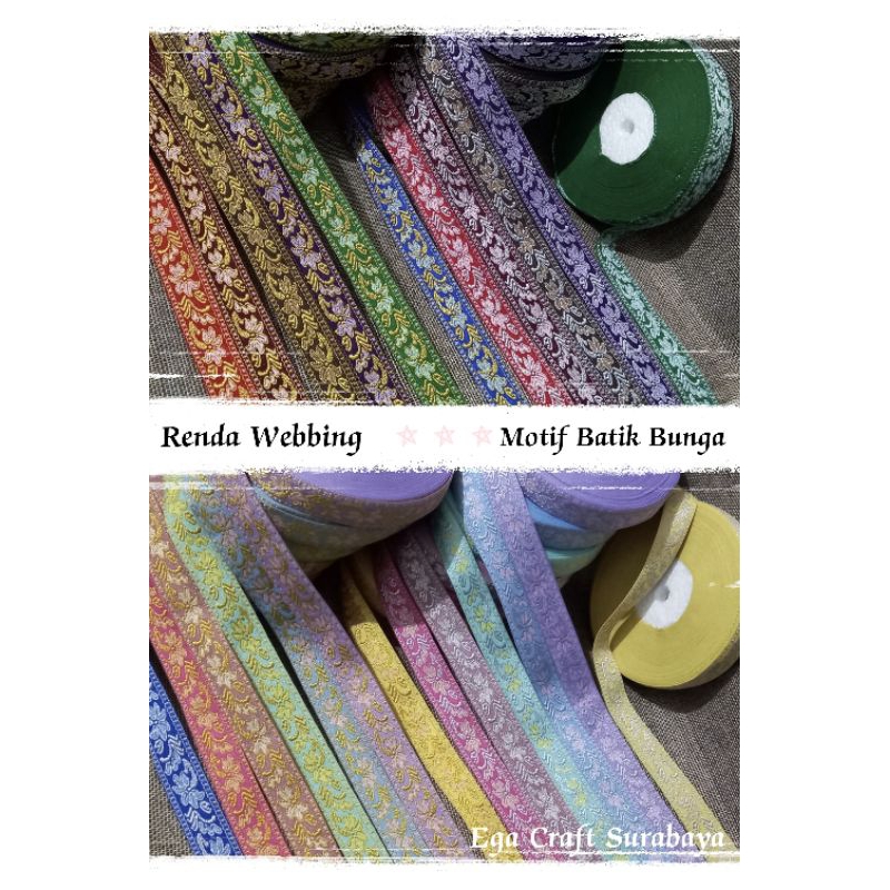 Jual Renda Webing Motif Batik Bunga - Pita Renda Motif Batik Bunga ...