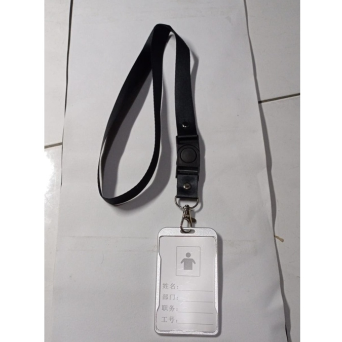 Jual Tali Id Card 2cm Set Plus Tempat Id Card Alumunium Alloy Gantungan ...