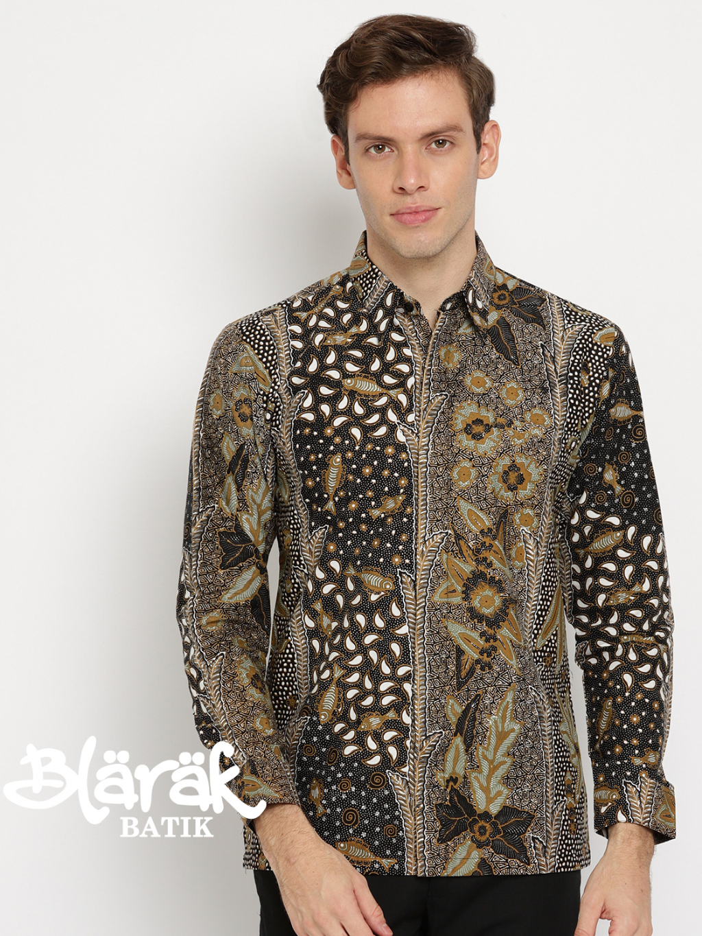 Jual BLARAK - Baju Batik Pria Bajra Cokelat | Shopee Indonesia