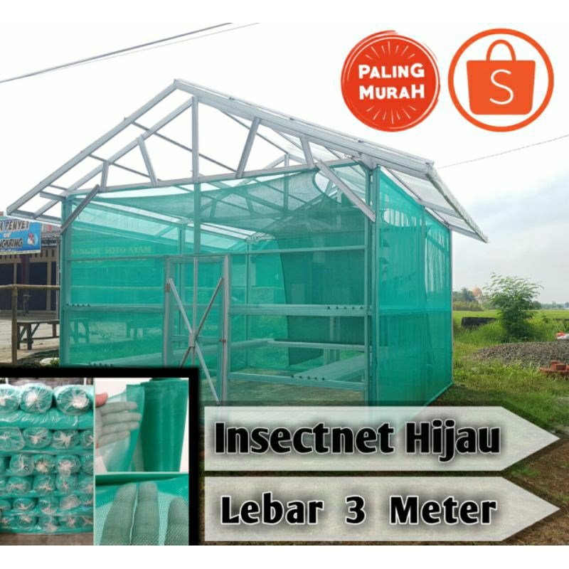 Jual Insectnet / insect net / screen net /greenhouse hijau lebar 3 ...
