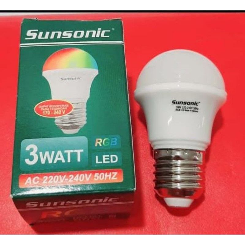 Jual Lampu LED Sunsonic 3 Watt RGB Warna Warni Lampu Hias LED Hias ...