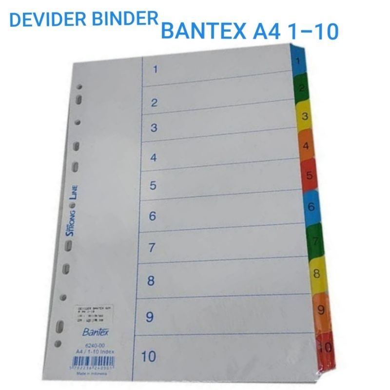 Jual Divider File Pembatas Ordner Binder, Index Angka 1-10 ukuran A4 ...