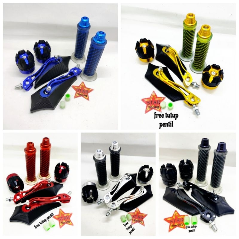 Jual (Promo hemat) spion batman + handgrip karbon + Jalu stang + Jalu ...