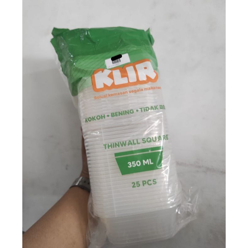 Jual FOOD CONTAINER KLIR THINWALL SQUARE 350ML ISI 25 PCS | Shopee ...