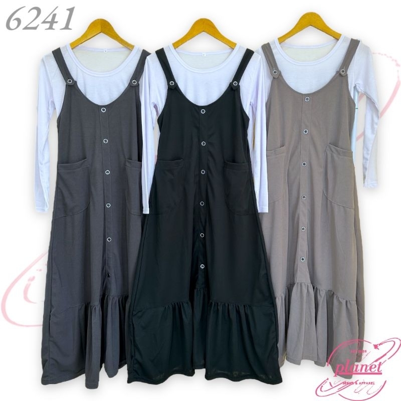 Jual OVERALL DRESS WANITA ROK PANJANG REMPEL BAWAH OVERALL SAKU MURAH ...