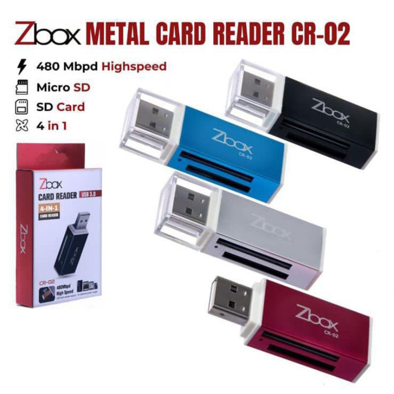 Jual Card reader Zbox 4in1 cr02/cr03 bahan metal alumunium | Shopee Indonesia