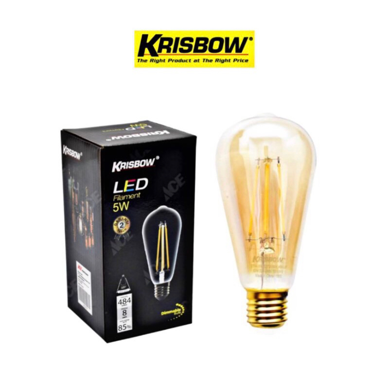 Jual KRISBOW LAMPU BOHLAM LED FILAMEN 5WATT E-27/KRISBOW BULB LED ...