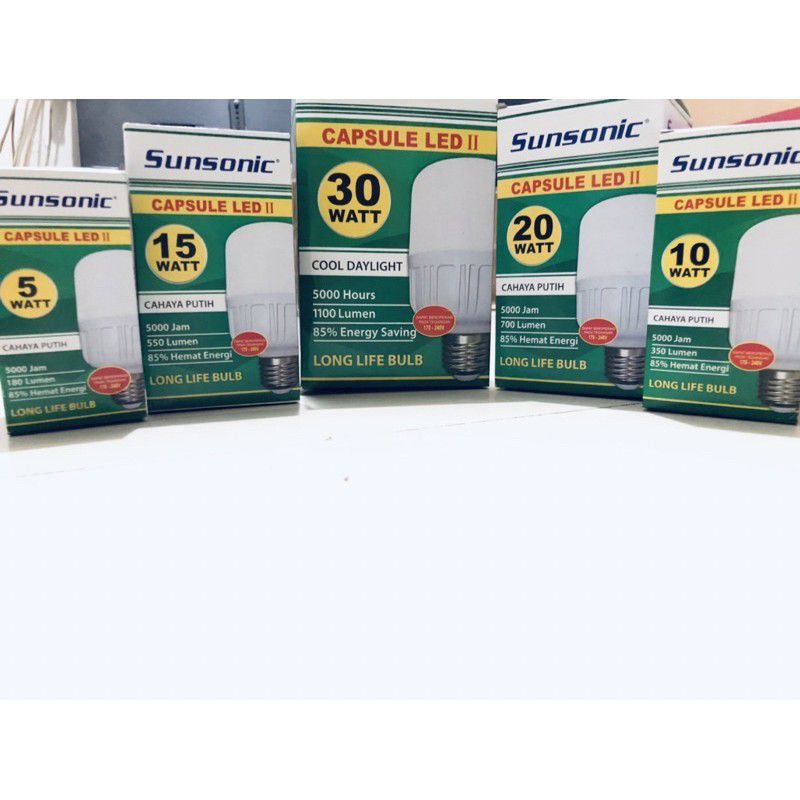 Jual Sunsonic lampu bohlam LED kapsul tabung 5, 10watt dan 20. | Shopee Indonesia