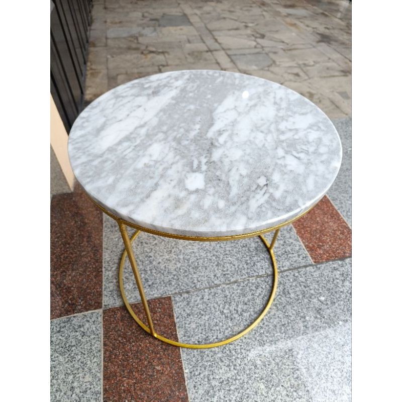 Jual Custom Order - Top Table Round Carrara Marble | Top Table Bulat ...