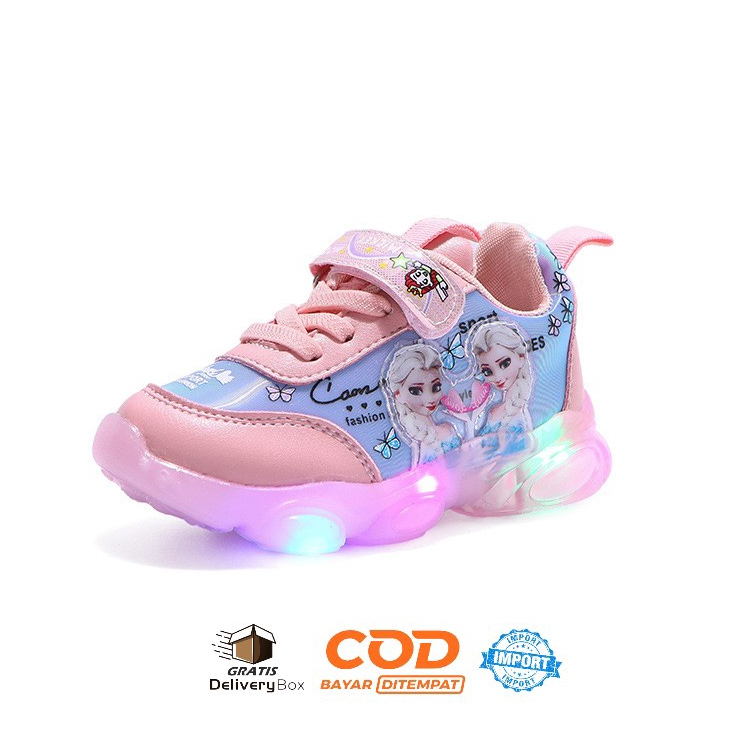 Jual 100% IMPORT!! Sepatu LED Anak Perempuan Karakter Kartun Sneaker ...