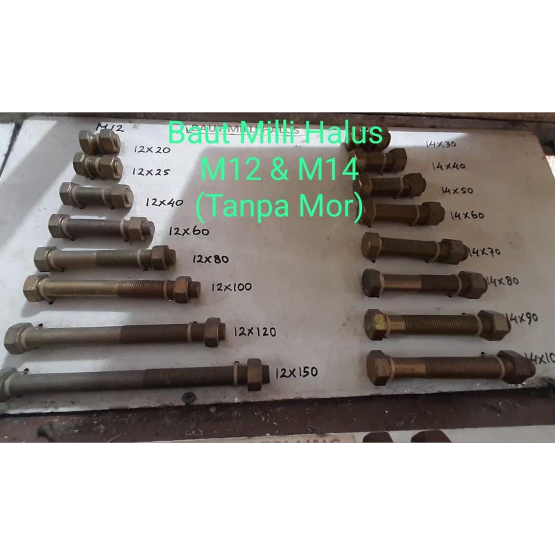 Jual Baut Milli Halus M12 & M14 (Tanpa Mor) | Shopee Indonesia