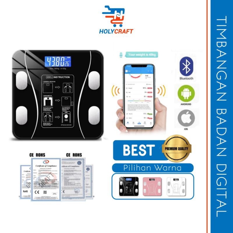 Jual Timbangan Badan Digital Body Fat Monitor OKOK Original 26x26 Smart Scale Bluetooth BMI ...