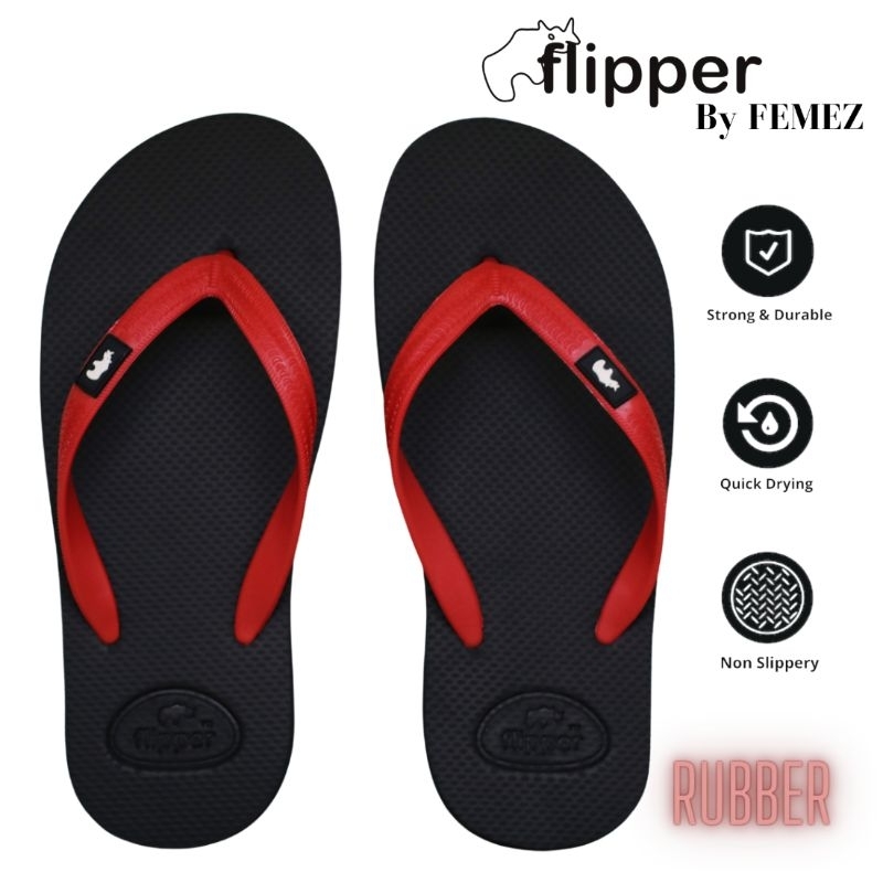 Jual FLIPPER By FEMEZ Original Sandal jepit Pria hitam merah black red ...
