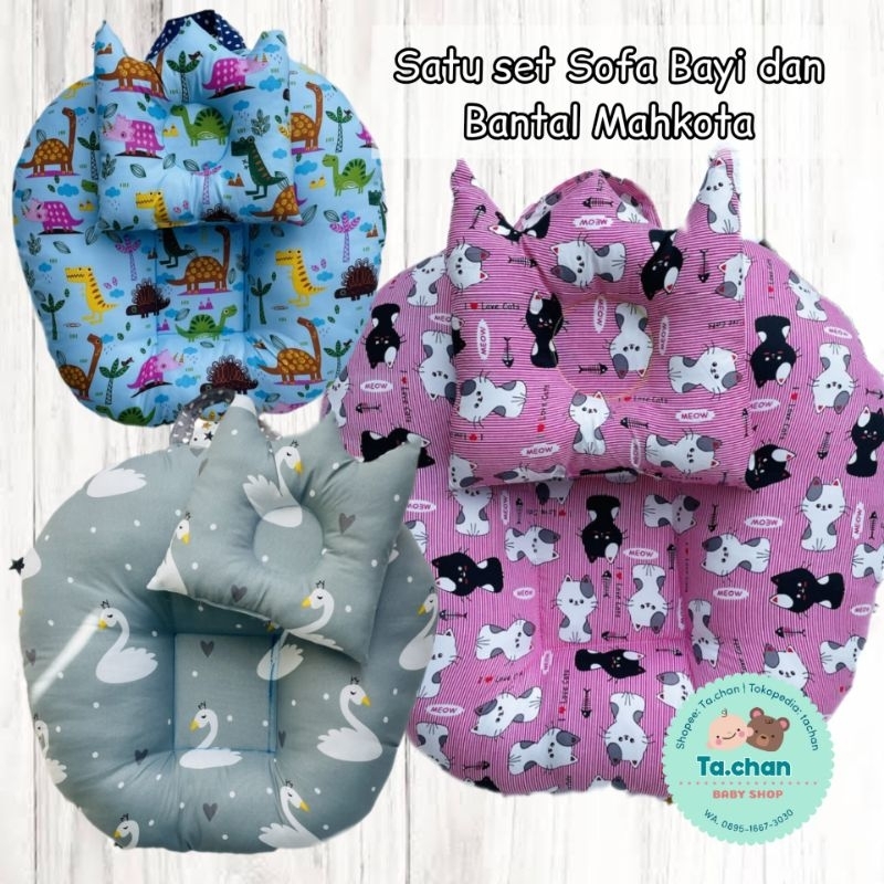 Jual Paket Sofa Bayi dan Bantal Peyang Mahkota / Kado lahiran bayi ...