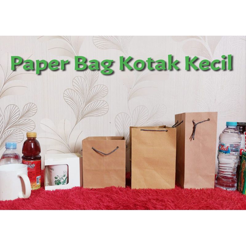 Jual (ISI 50 PCS) Paper bag Kotak polos coklat KECIL / paperbag kotak ...