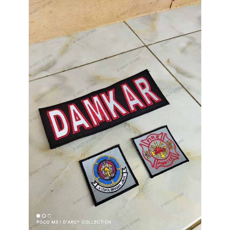 Jual Logo DAMKAR Buat Rompi/Sudah Pakai Perekat + Gratis Nama (Costum ...
